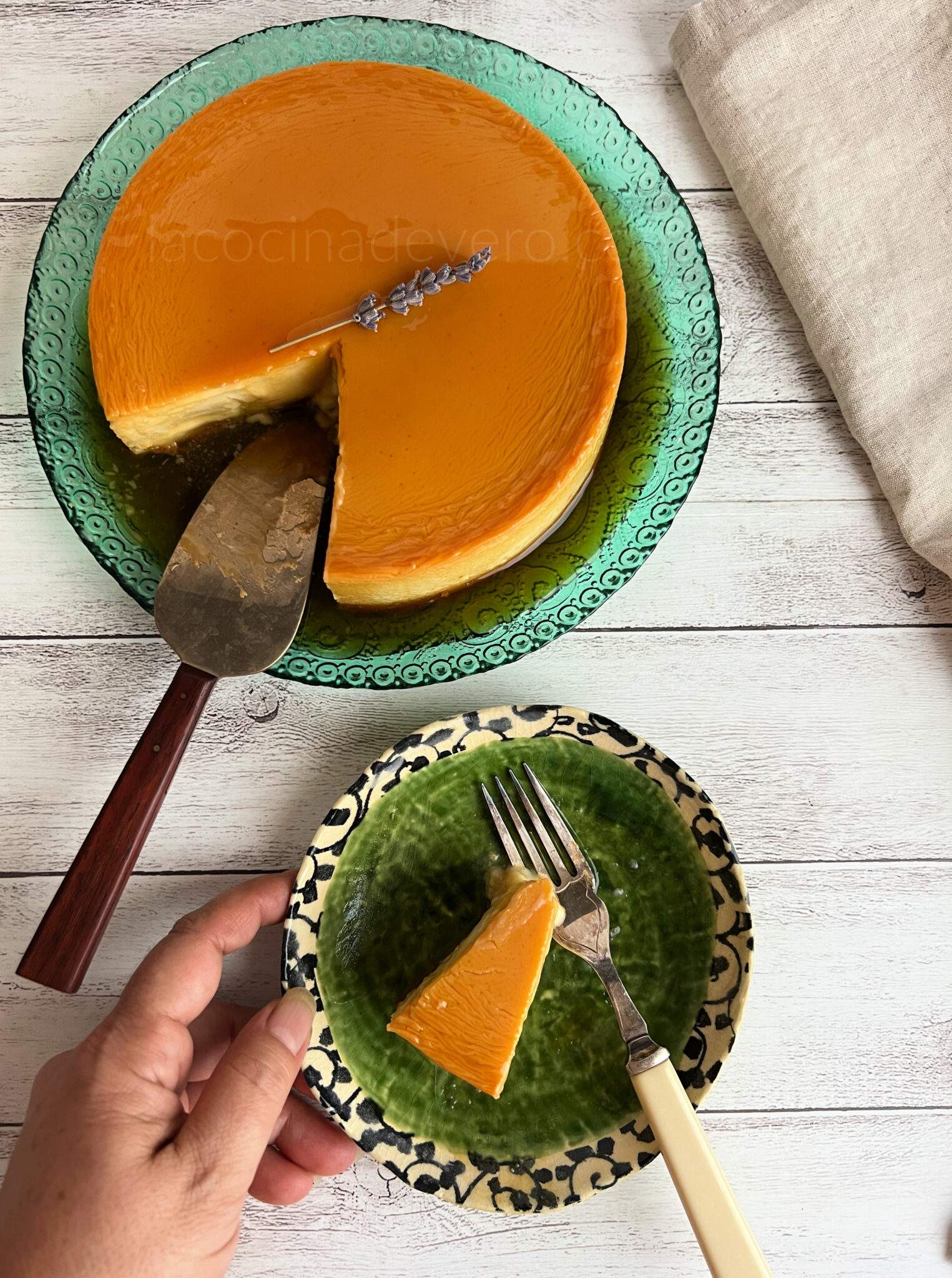 Flan de lavanda, coco y limón